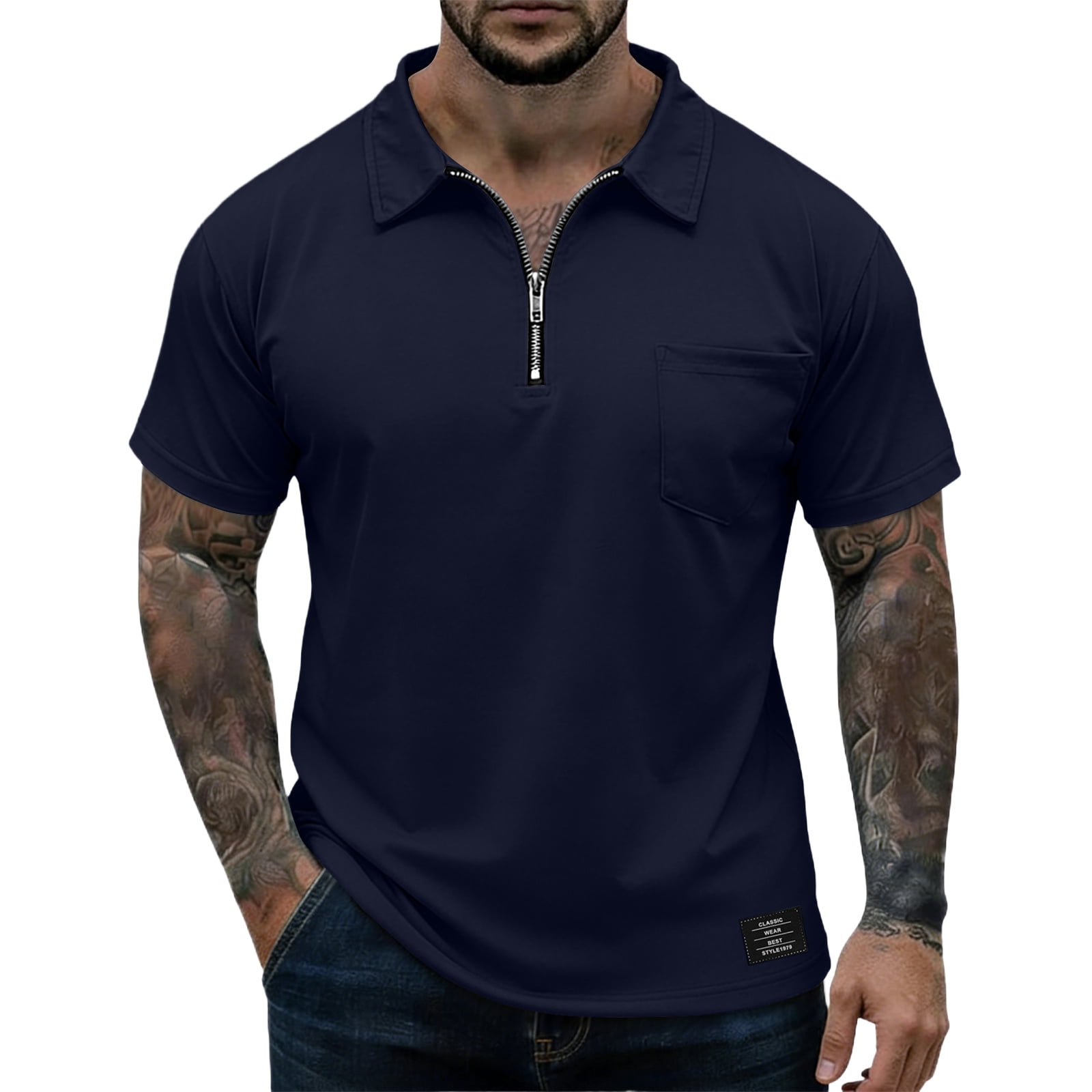 Bbyeadc Short Sleeve Polo Shirts for Men Button Collared Golf T-Shirt ...