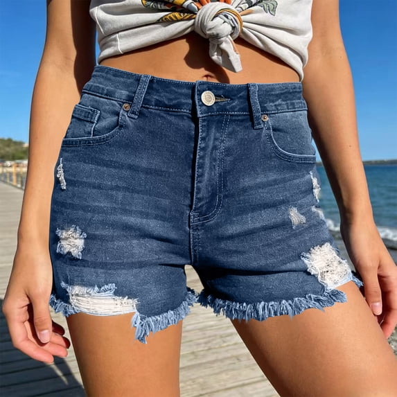 Bbyeadc Shorts for Women High Waisted Ripped Denim Shorts Cut Off ...