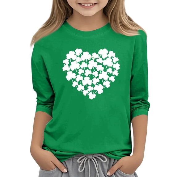 Bbyeadc St Patrick's Day Sweatshirts for Girls 3/4 Long Sleeve Crew ...