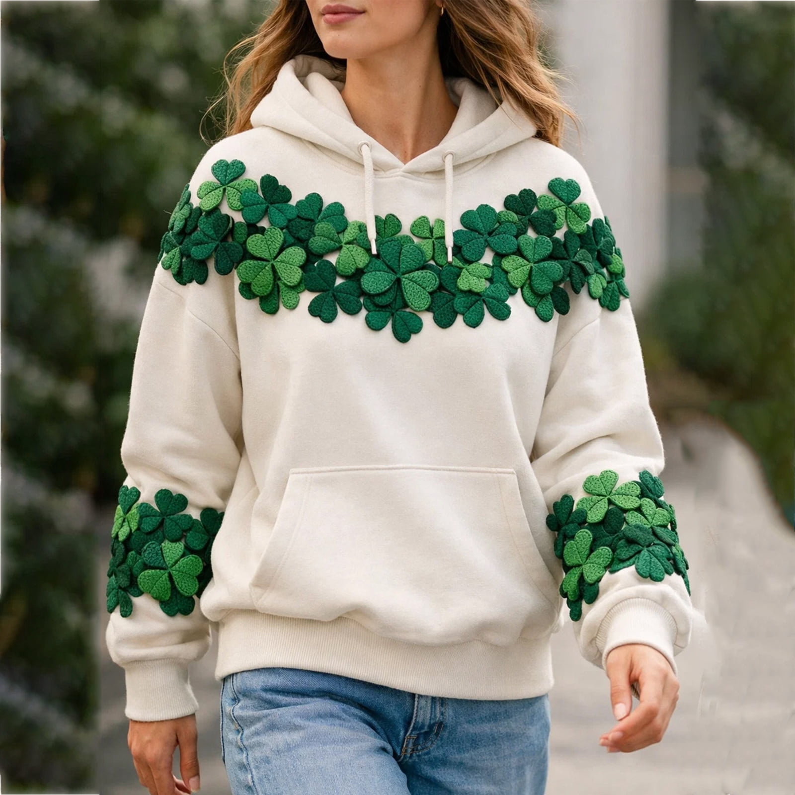 Bbyeadc St Patrick's Day Women's Hoodie Long Sleeve Shamrock Sweatshirt ...