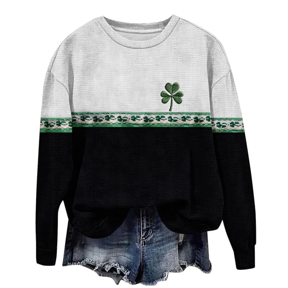 Bbyeadc St. Patrick's Day Women's Sweatshirt Round Neck Long Sleeve Top ...