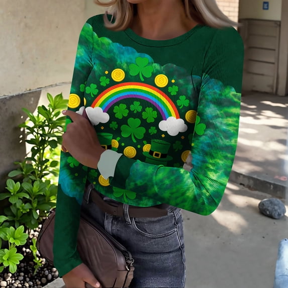 Bbyeadc St. Patrick's Day Womens Sweatshirt Crew Neck Long Sleeve Top ...