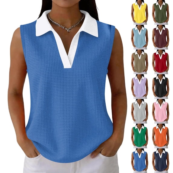 Bbyeadc Tank Tops for Women V Neck Sports Tennis Sleeveless Shirts Knit ...