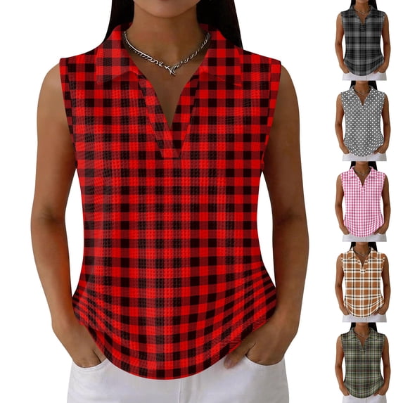 Bbyeadc Women's Tank Top Sleeveless Golf Polo Shirts Collared V Neck ...