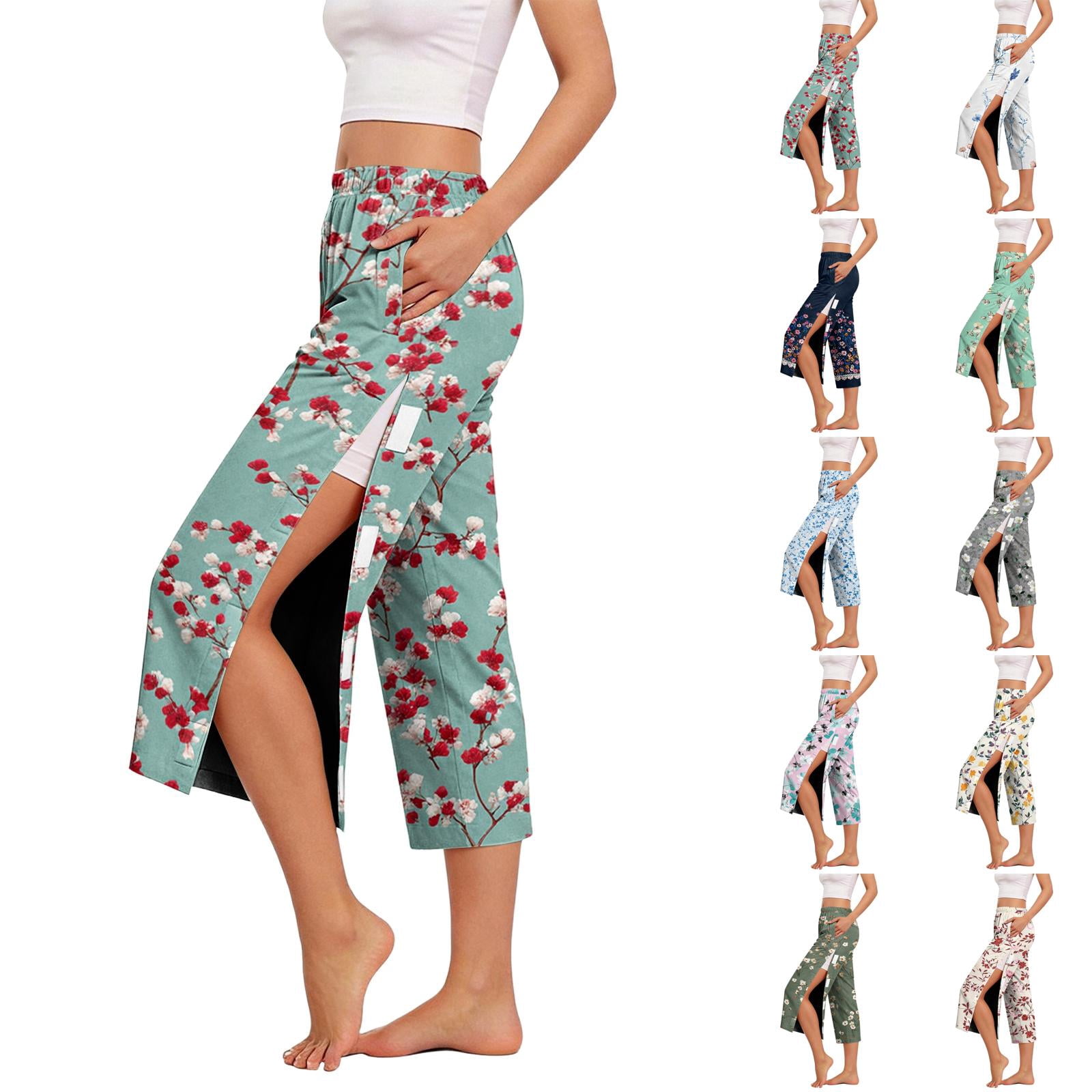 Bbyeadc Women's Tear Away Breakaway Capri Pants Post Surgery Recovery ...