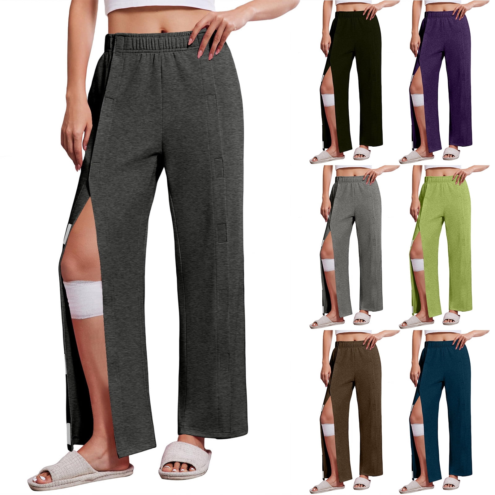 Bbyeadc Women's Tear Away Pants for Surgery Easy Access Adaptive Pants ...