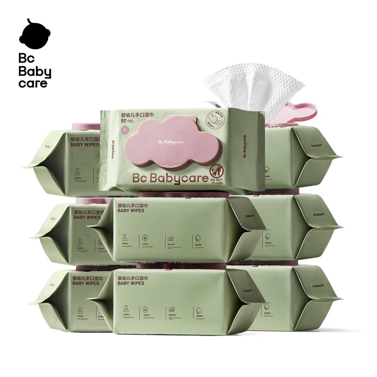 Bc Babycare Sensitive Baby Wipes Unscented, XL Extra Thick,Hypoallergenic,99% Water,720 Wipes,9 ...