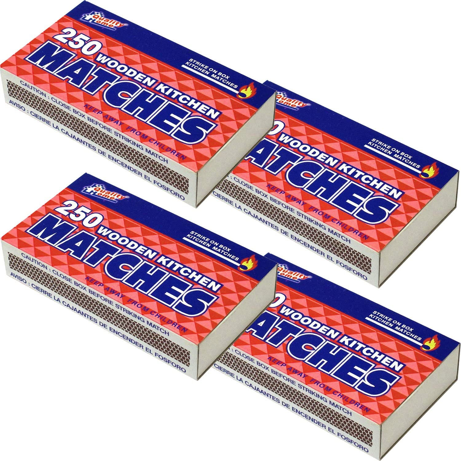 BcTlyInc Kitchen Matches Strike on Box Wooden Matches 250 Count 4 Pack ...
