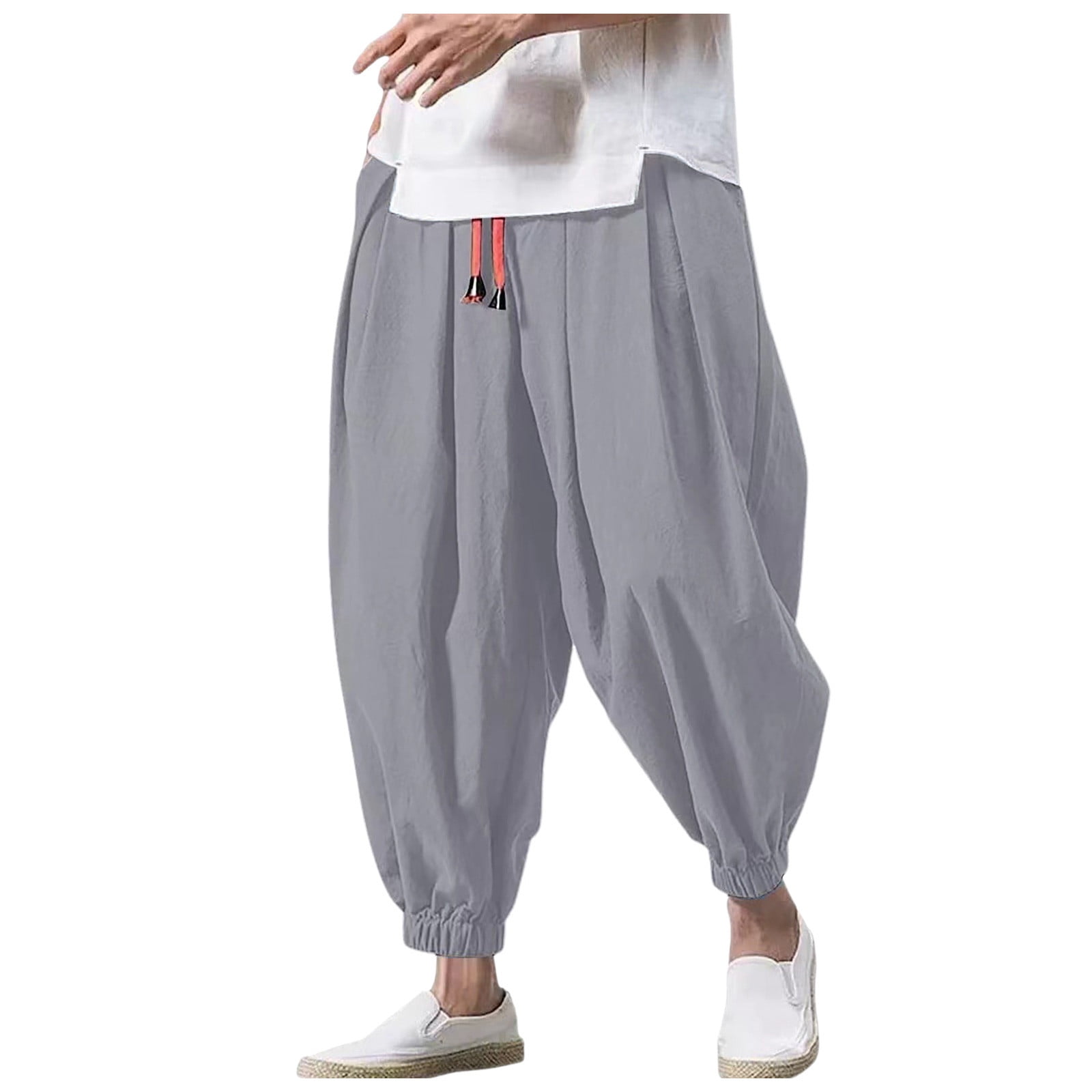 Bcfgryg Fashion Loose Casual Wide Pants Men's Elasticated Pants Leg ...
