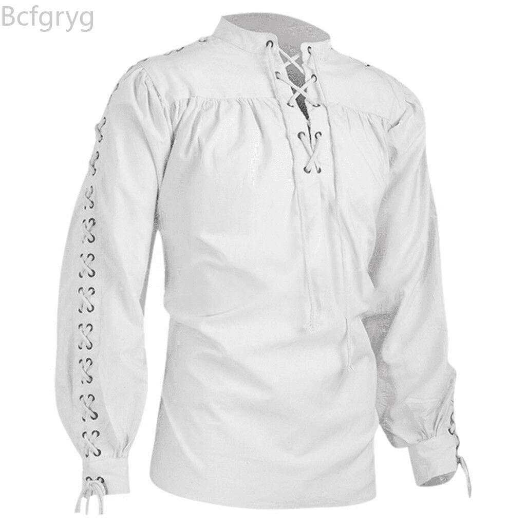 Bcfgryg High Quality Fashion Men Bandage Long Sleeve Shirt Gothic Man ...