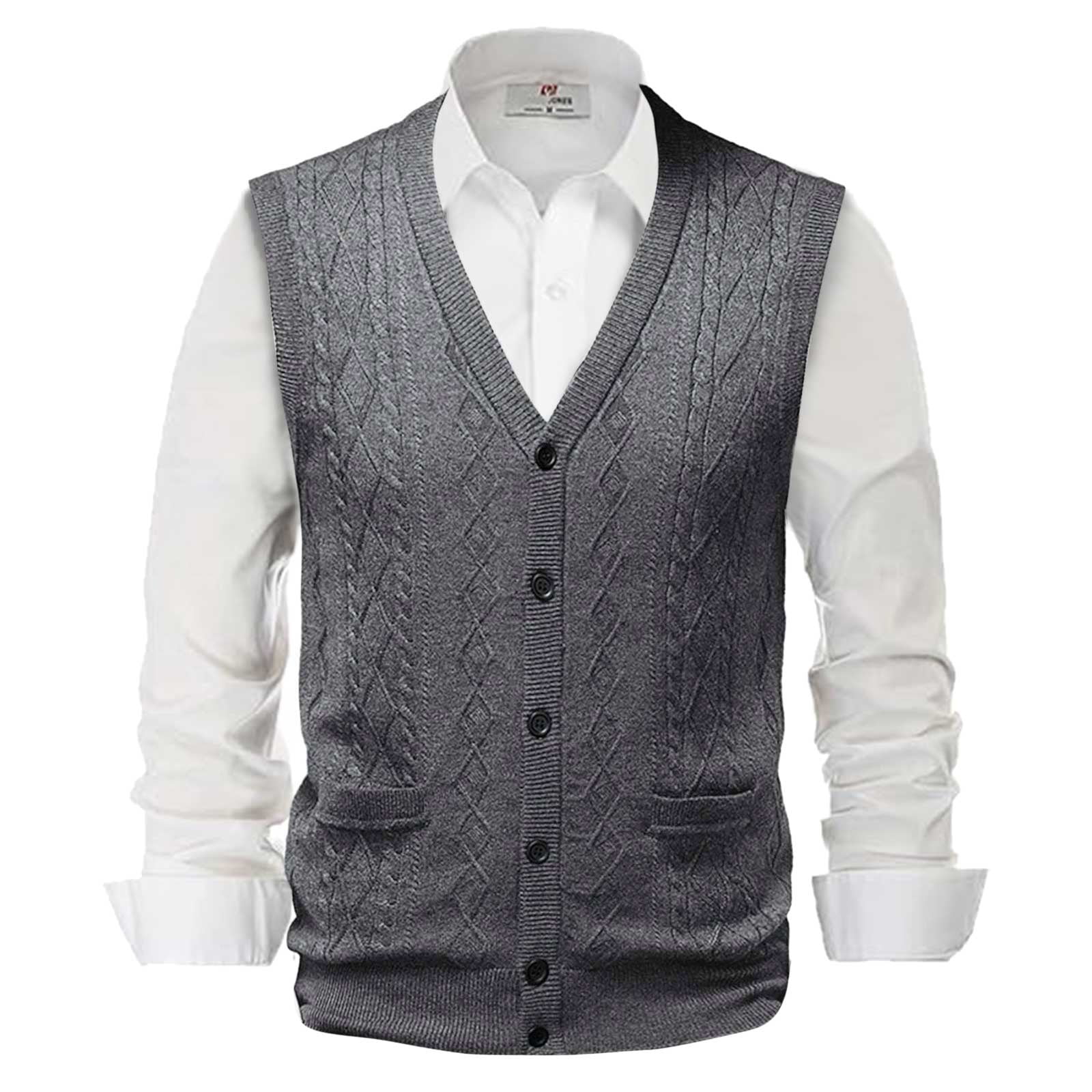 Bcfgryg Male Autumn And Winter Single Buckle Sweater Vest Vest V Neck ...