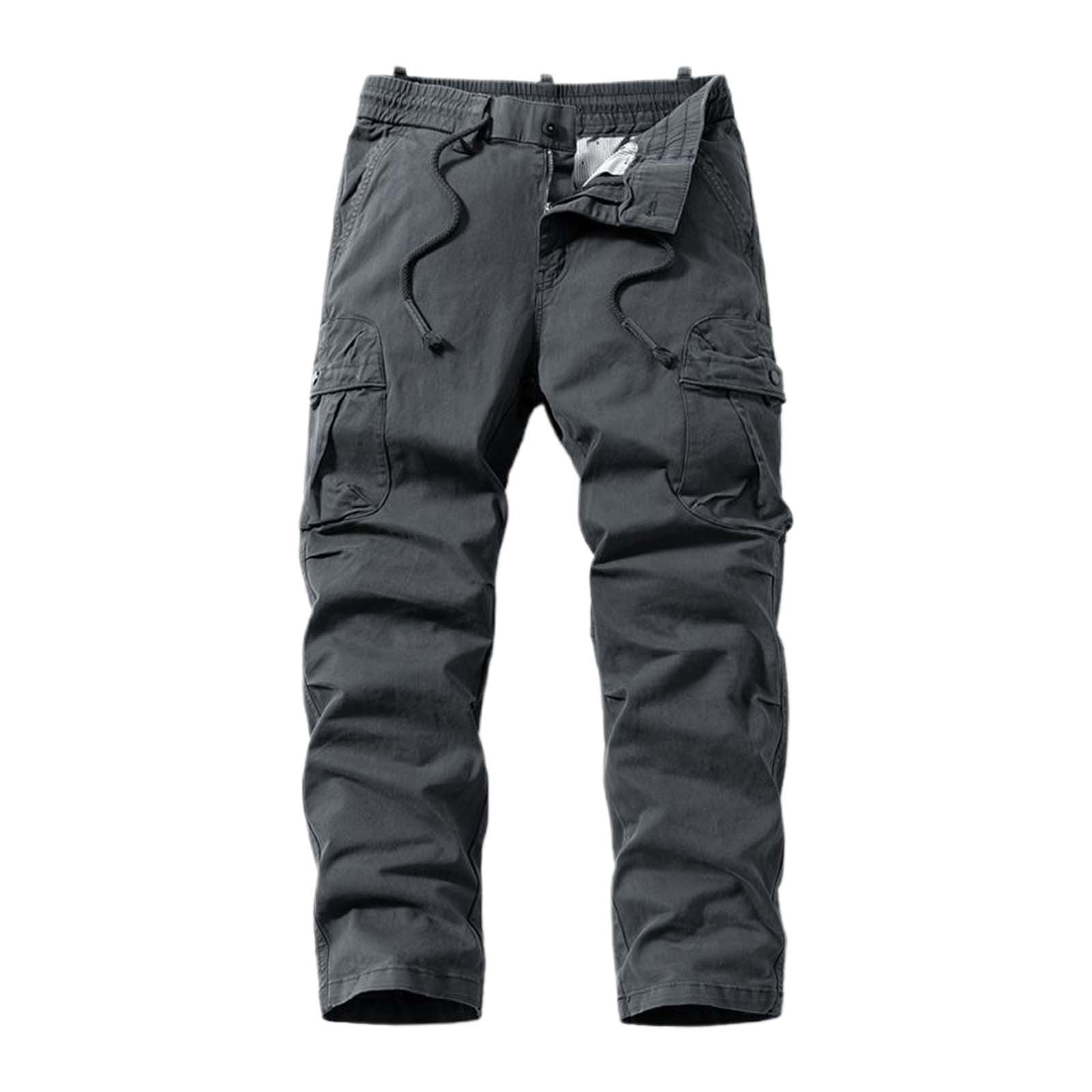 Bcfgryg Male Cargo Pants Solid Color Pocket Tether Stretch Solid Color ...
