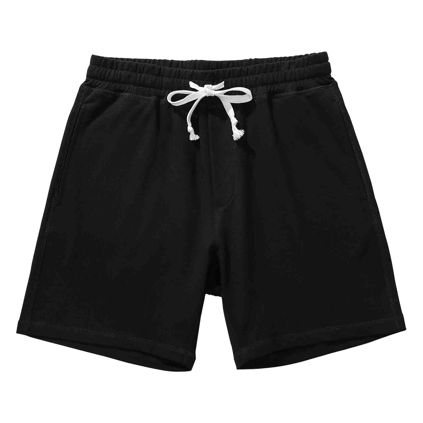 Bcfgryg Male Cotton Spring Summer Shorts Solid Color Tie Pocket ...