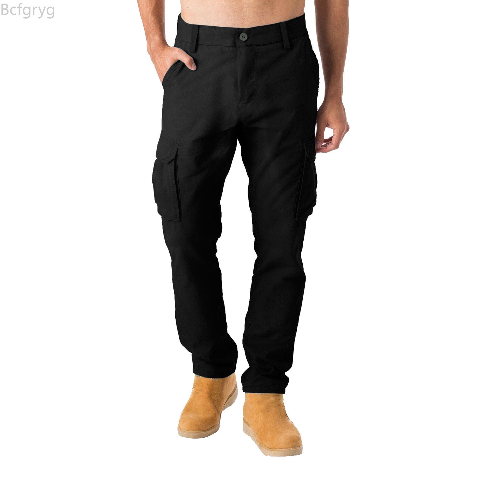 Bcfgryg Male Solid Color Button Pant Casual Versatile Trousers Fashion ...