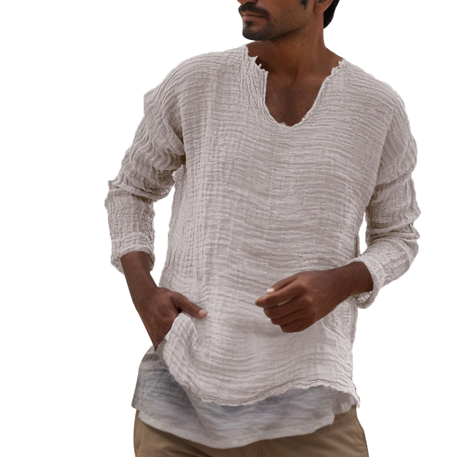 Bcfgryg Male Solid Long Sleeve Top Shirt Casual Summer Fashion Top ...