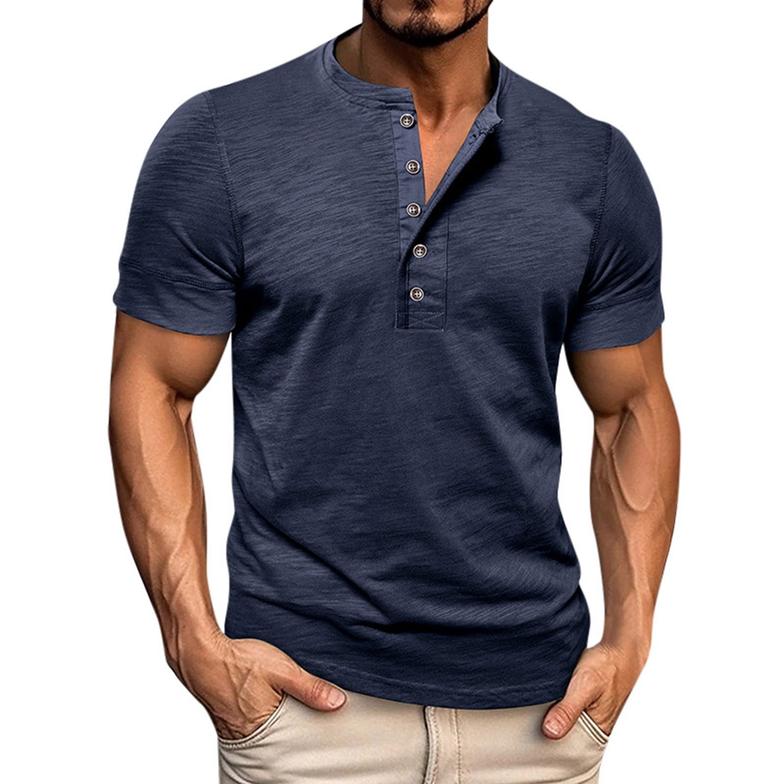 Bcfgryg Male Spring Short Sleeve Solid Color Letter Stripe Stitching ...