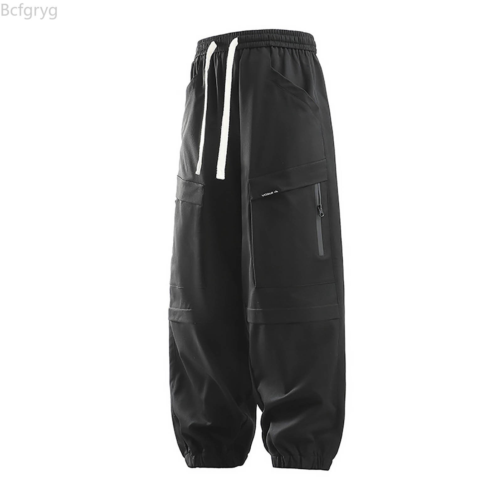 Bcfgryg Male Straight Leg Cargo Slacks Solid Color Loose Wide Leg ...