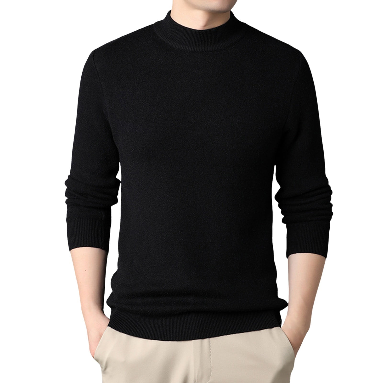 Bcfgryg Male Turtleneck Sweater Slim Fit Velvet Sweater For Men Long ...