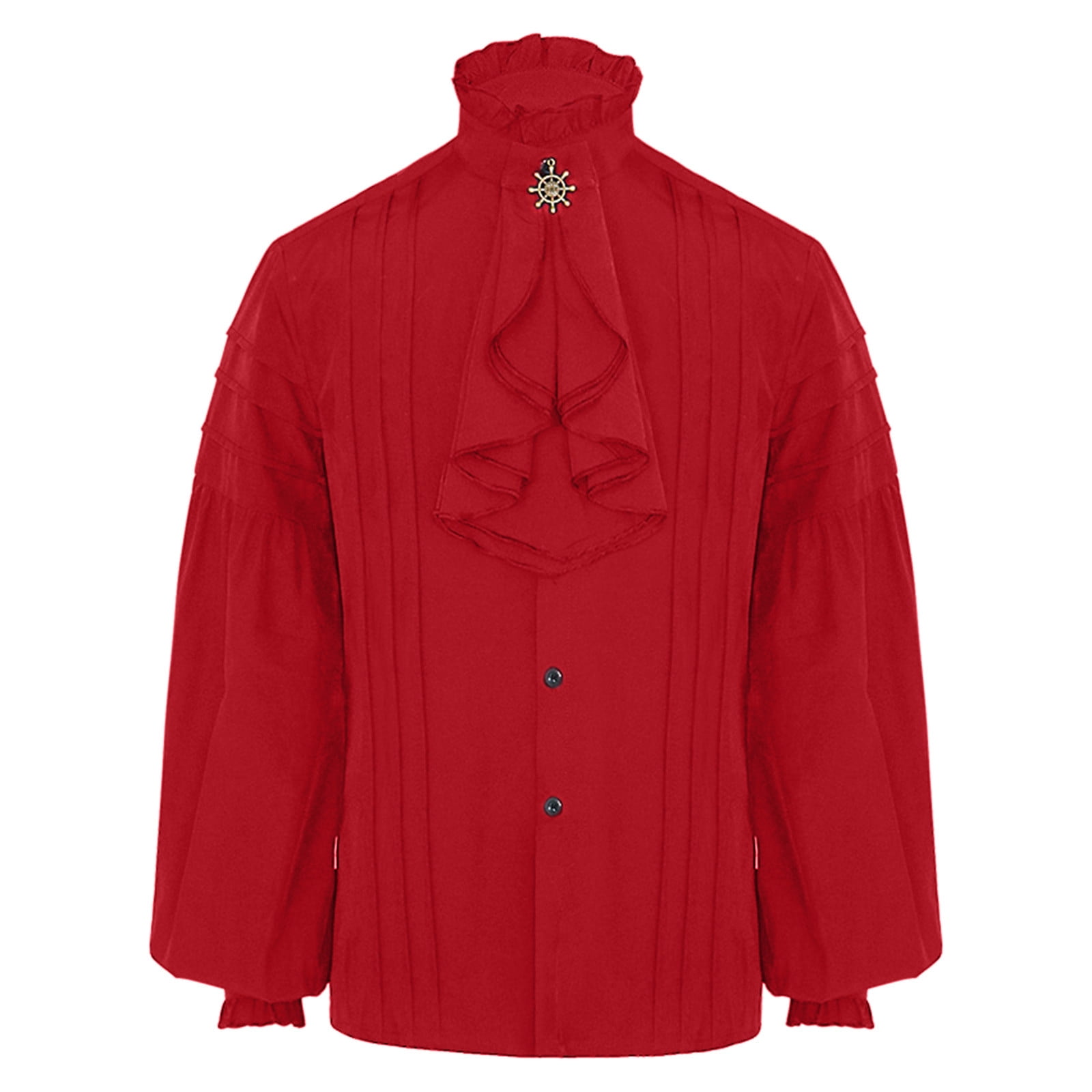 Bcfgryg Male Vintage Court Shirt Stand Collar Hem Long Sleeve Puff ...