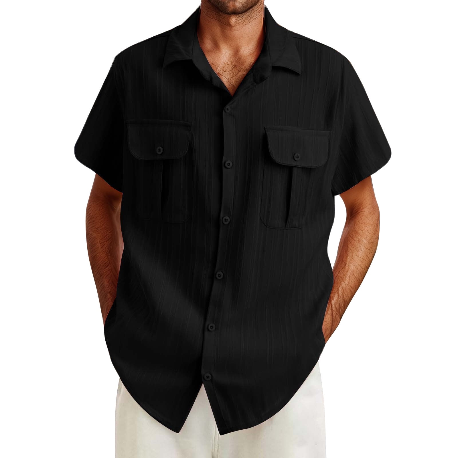 Bcfgryg Men Fashion Casual Top Shirt Comfortable Solid Color Button ...