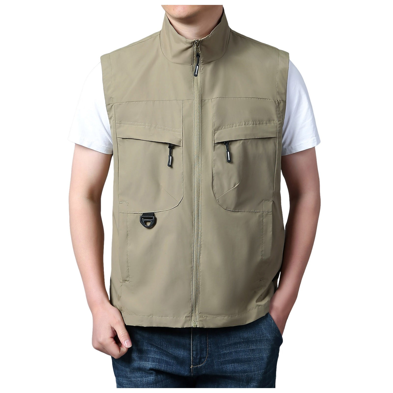 Bcfgryg Men S Jacket Vest Overalls Vest Pocket Outdoor Casual Plain ...