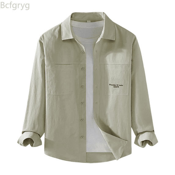 Bcfgryg Men's Autumn Long Sleeved Relaxed Fit Casual Style Pocket Shirt ...