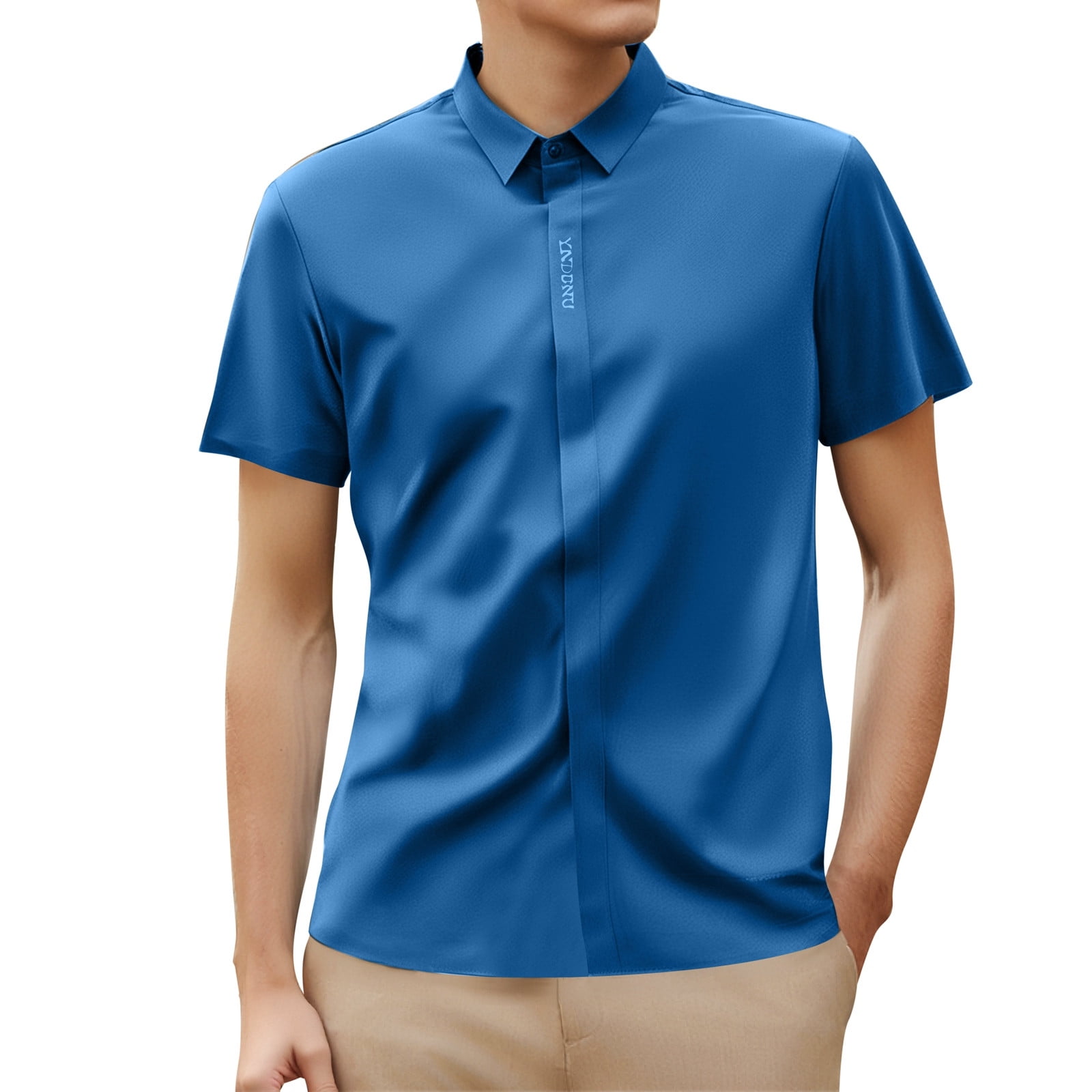 Bcfgryg Men's Business Casual T Shirt Solid Color Smooth Tops Short ...