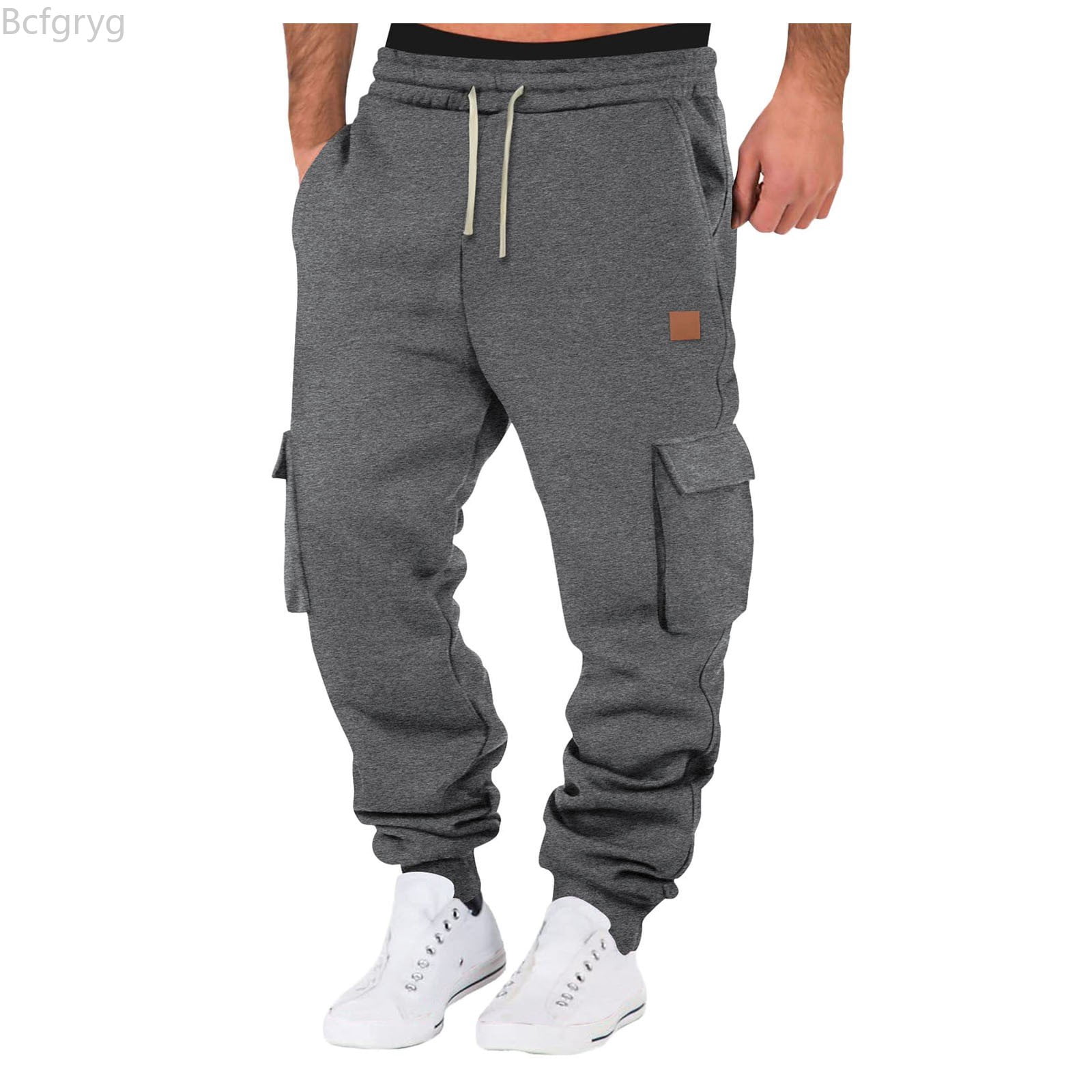 Bcfgryg Men's Casual Cargo Sweatpants Waist Drawstring Joggers Hiking ...