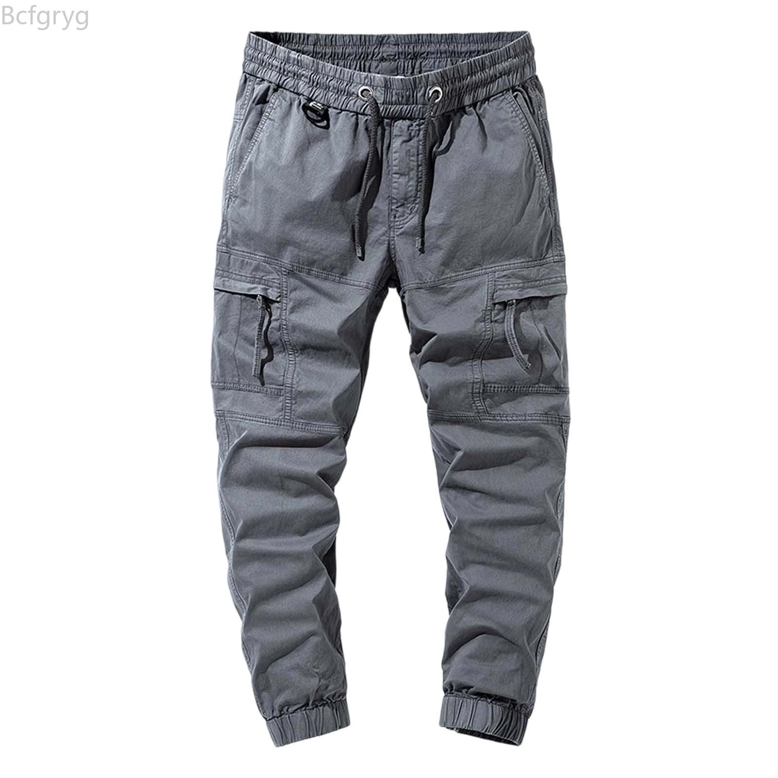 Bcfgryg Men's Casual Pants Elastic Waist Comfortable Loose Fit Trousers ...