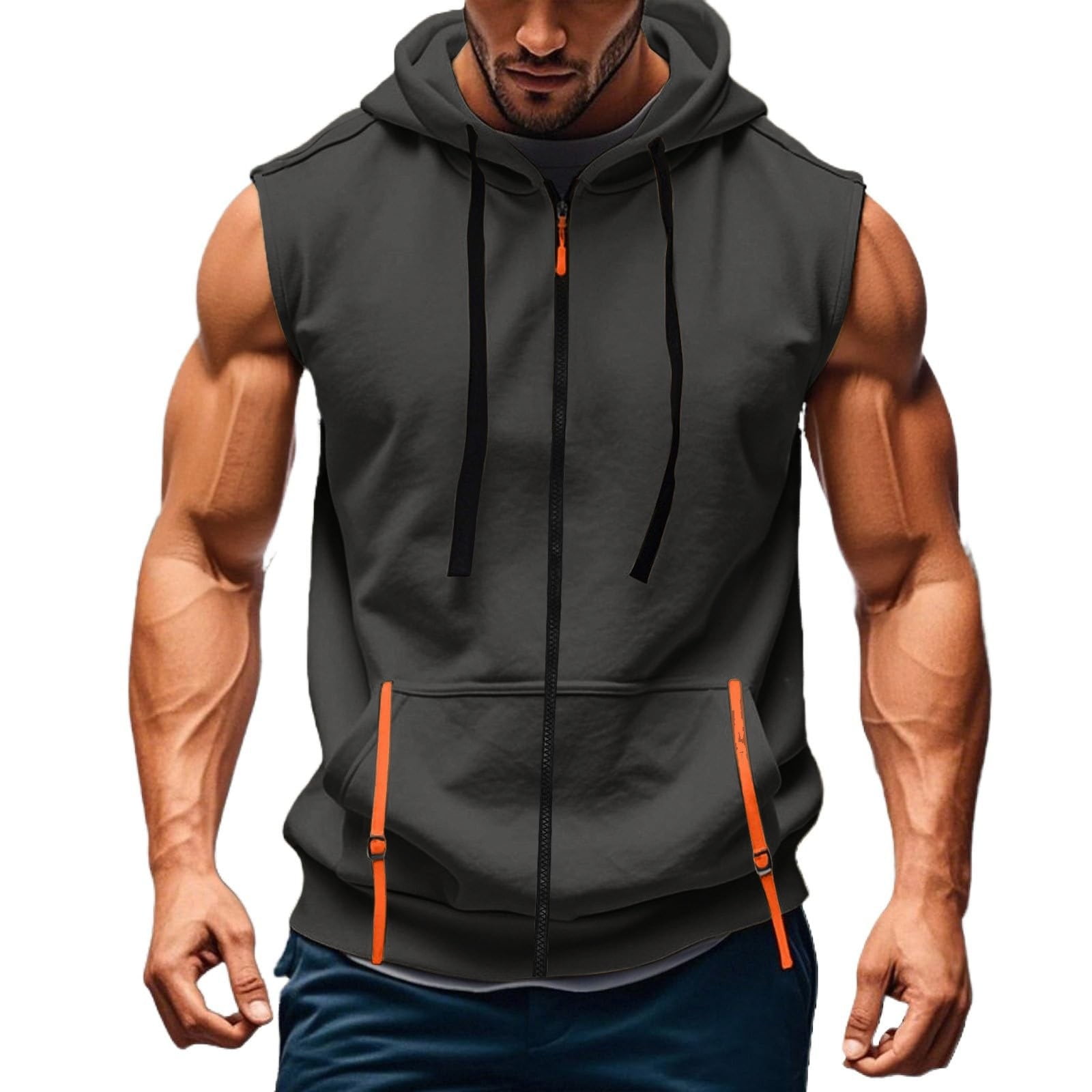 Bcfgryg Men's Casual Sports Outerwear Vests Comfortable Fit With Zipper ...