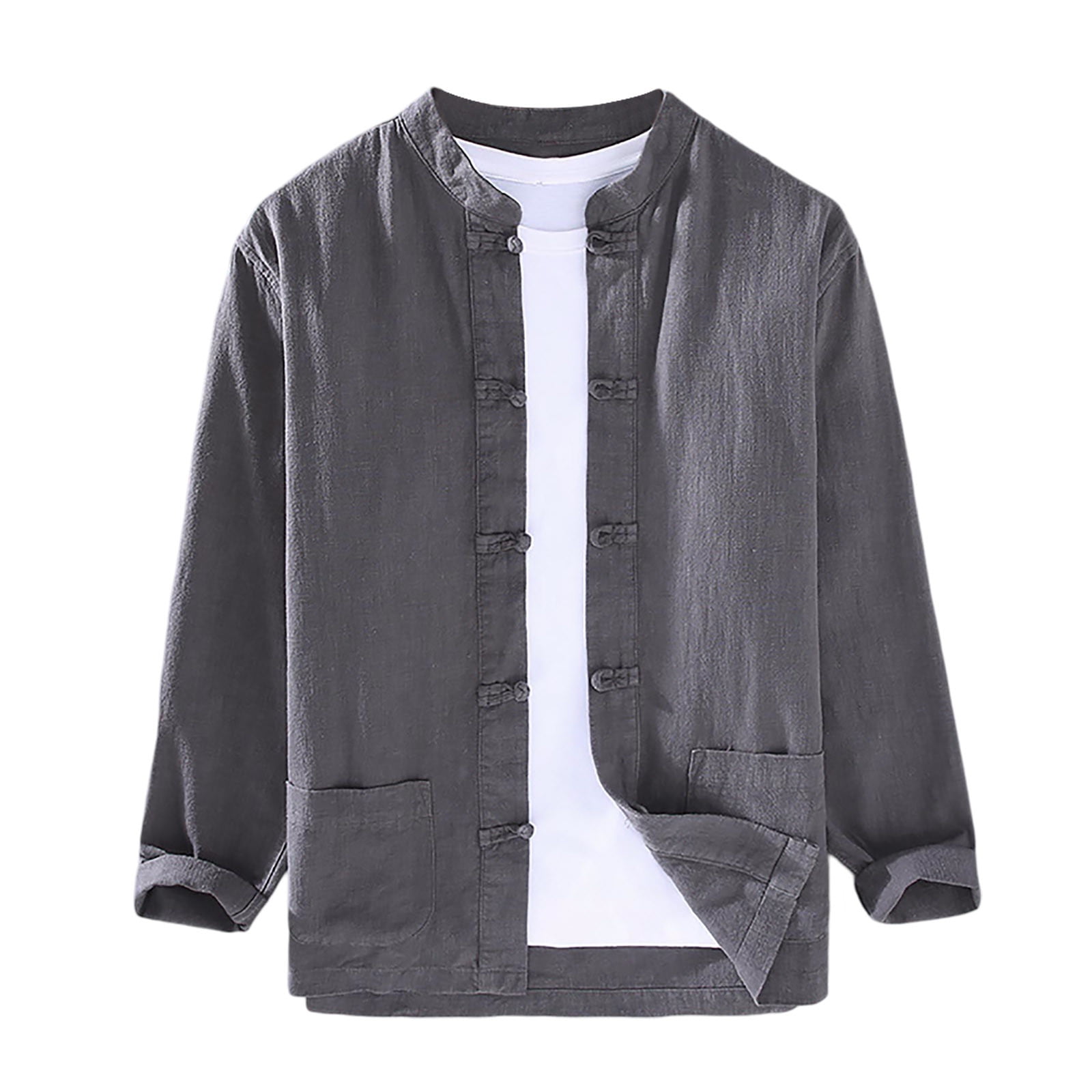 Bcfgryg Men's Casual Style Long Sleeve Shirt With Frog Buttons Suitable ...