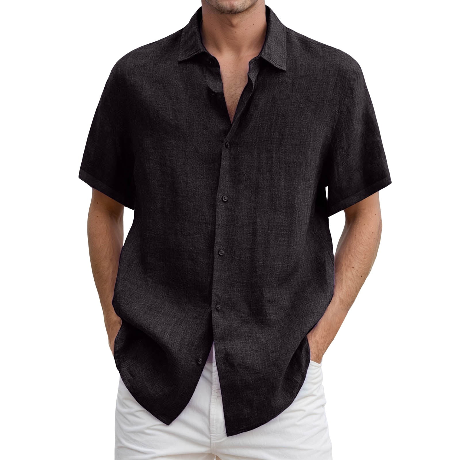 Bcfgryg Men's Casual Summer Button Up Linen Shirt For Everyday Wear ...
