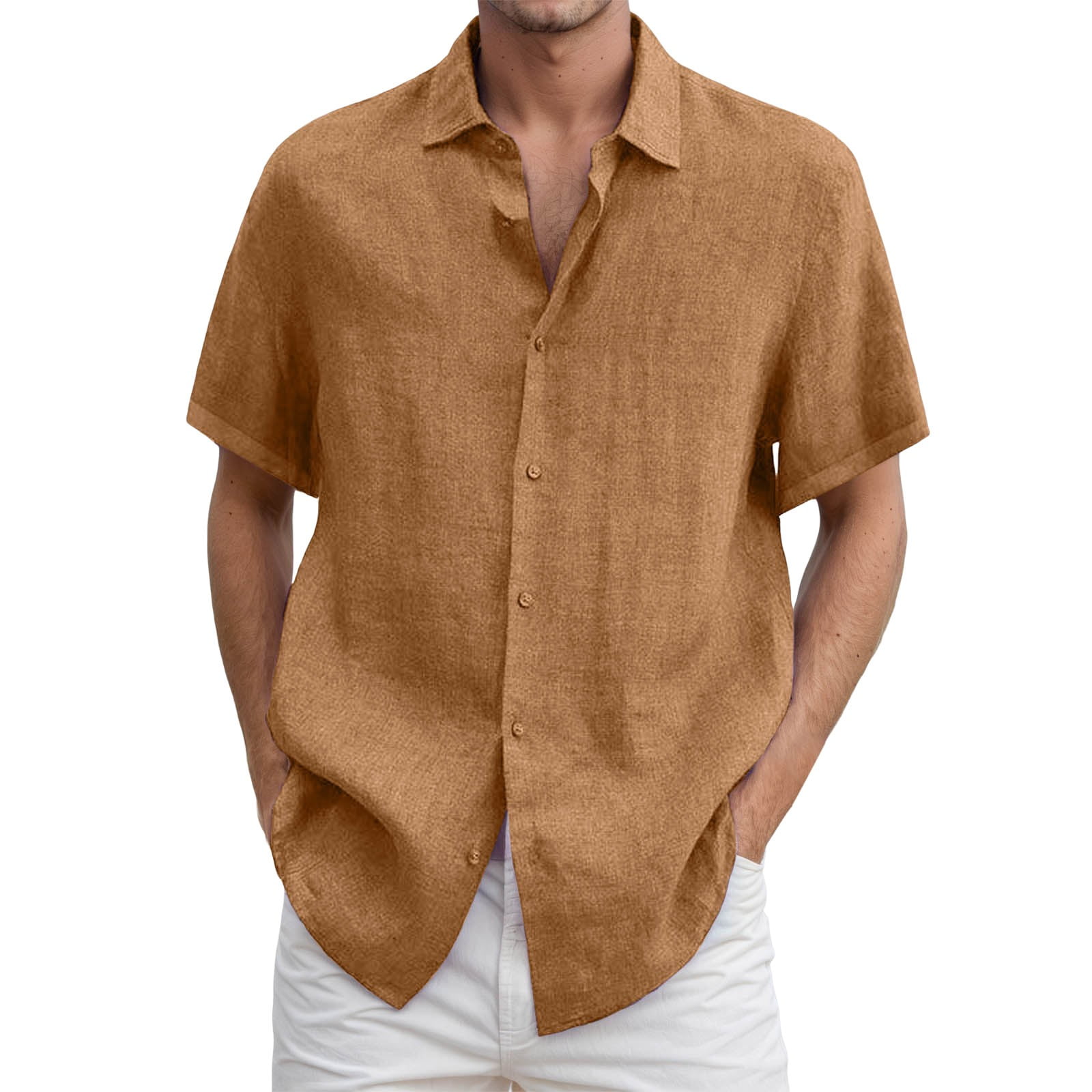 Bcfgryg Men's Casual Summer Button Up Linen Shirt For Everyday Wear ...