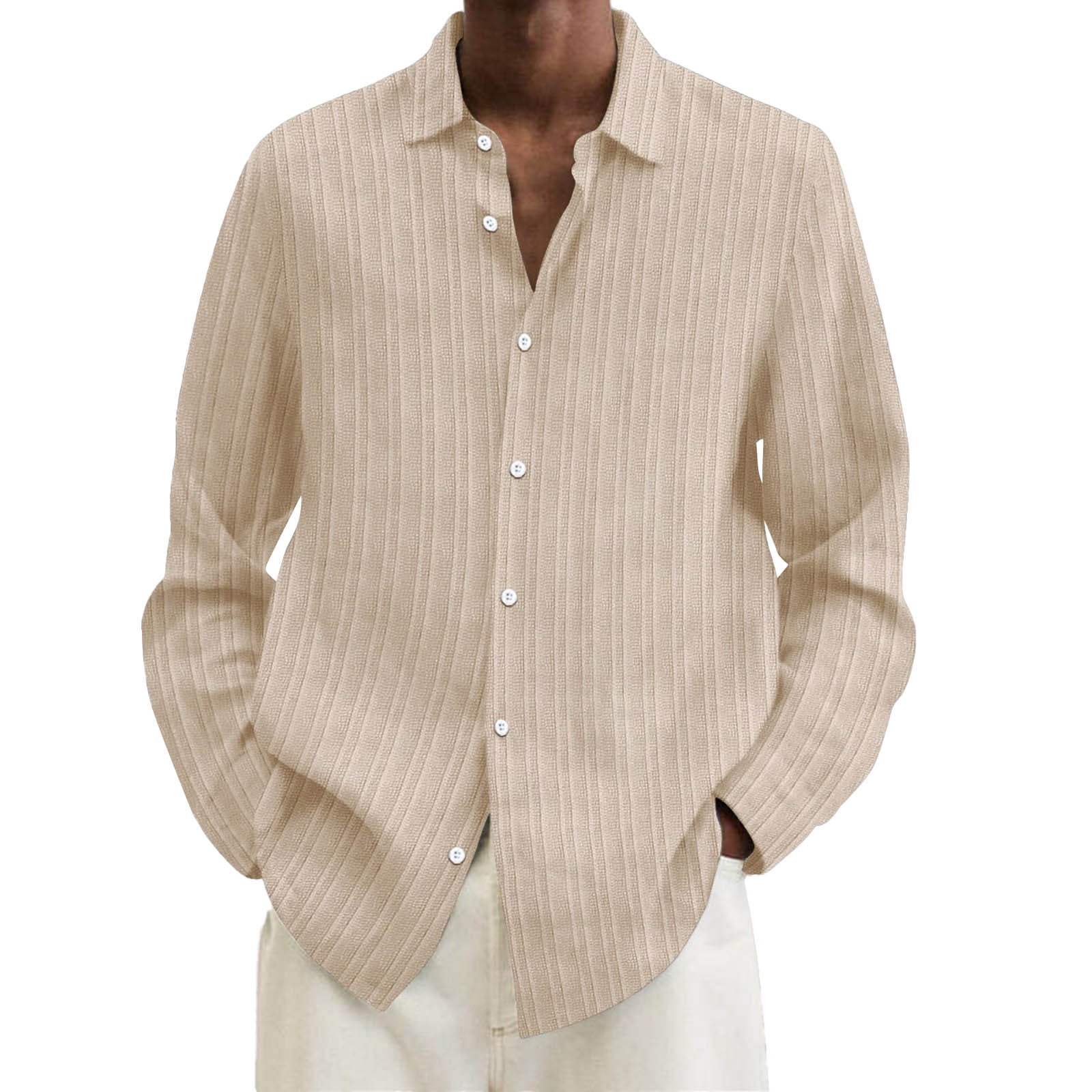 Bcfgryg Men's Fall Casual Solid Lapel Striped Stretch Button Sweater ...