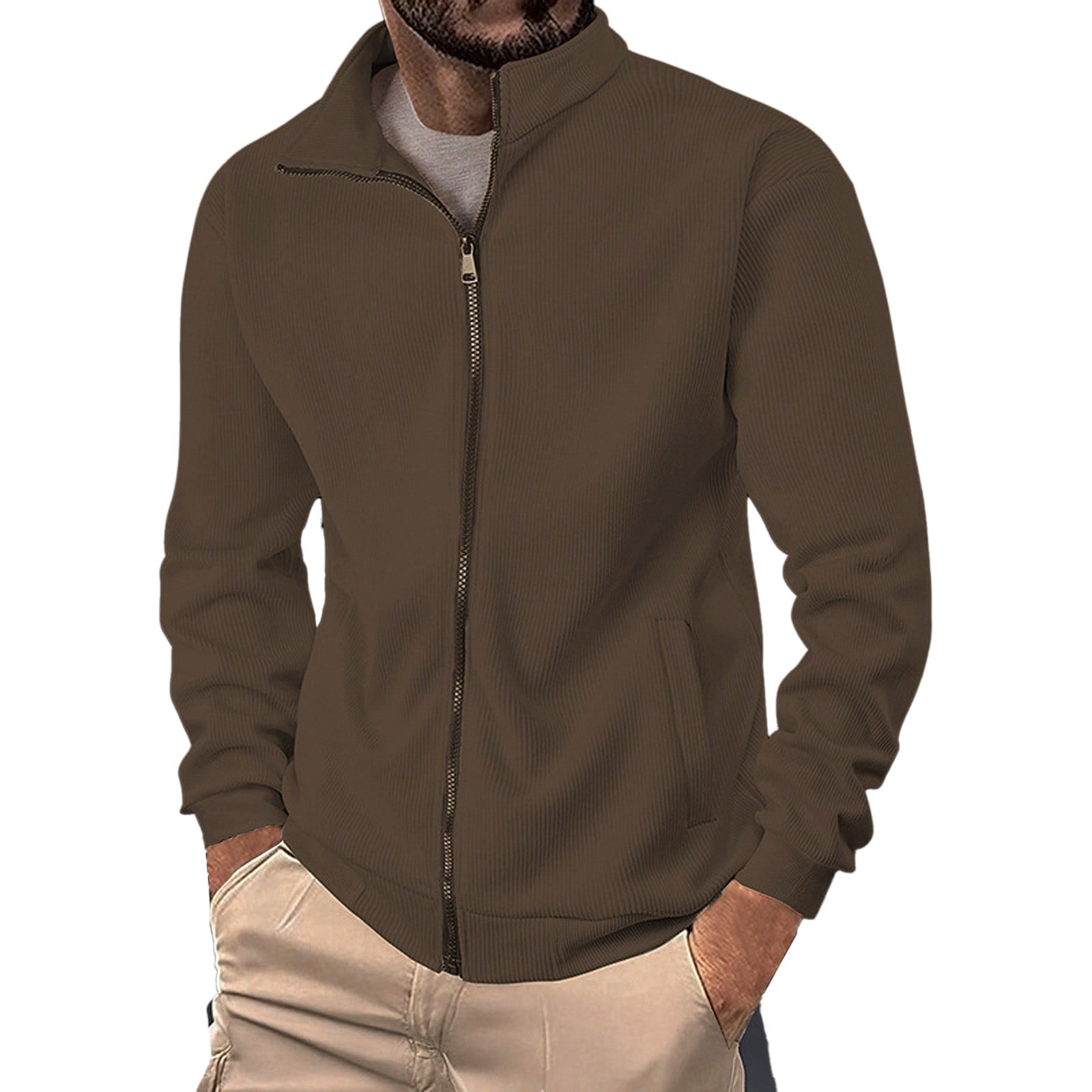 Bcfgryg Men's Fashion Corduroy Solid Color Coat Casual Jacket Casual ...