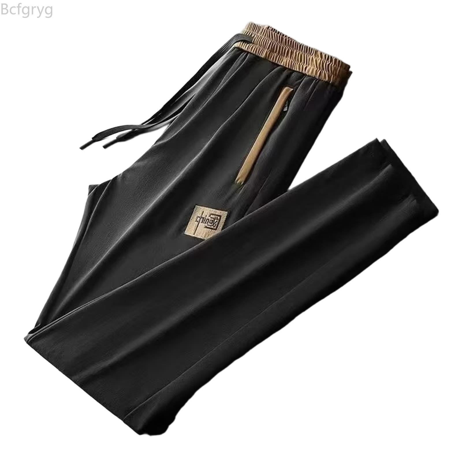 Bcfgryg Men's High Stretch Ice Silk Pants For Summer Outdoor Sports ...