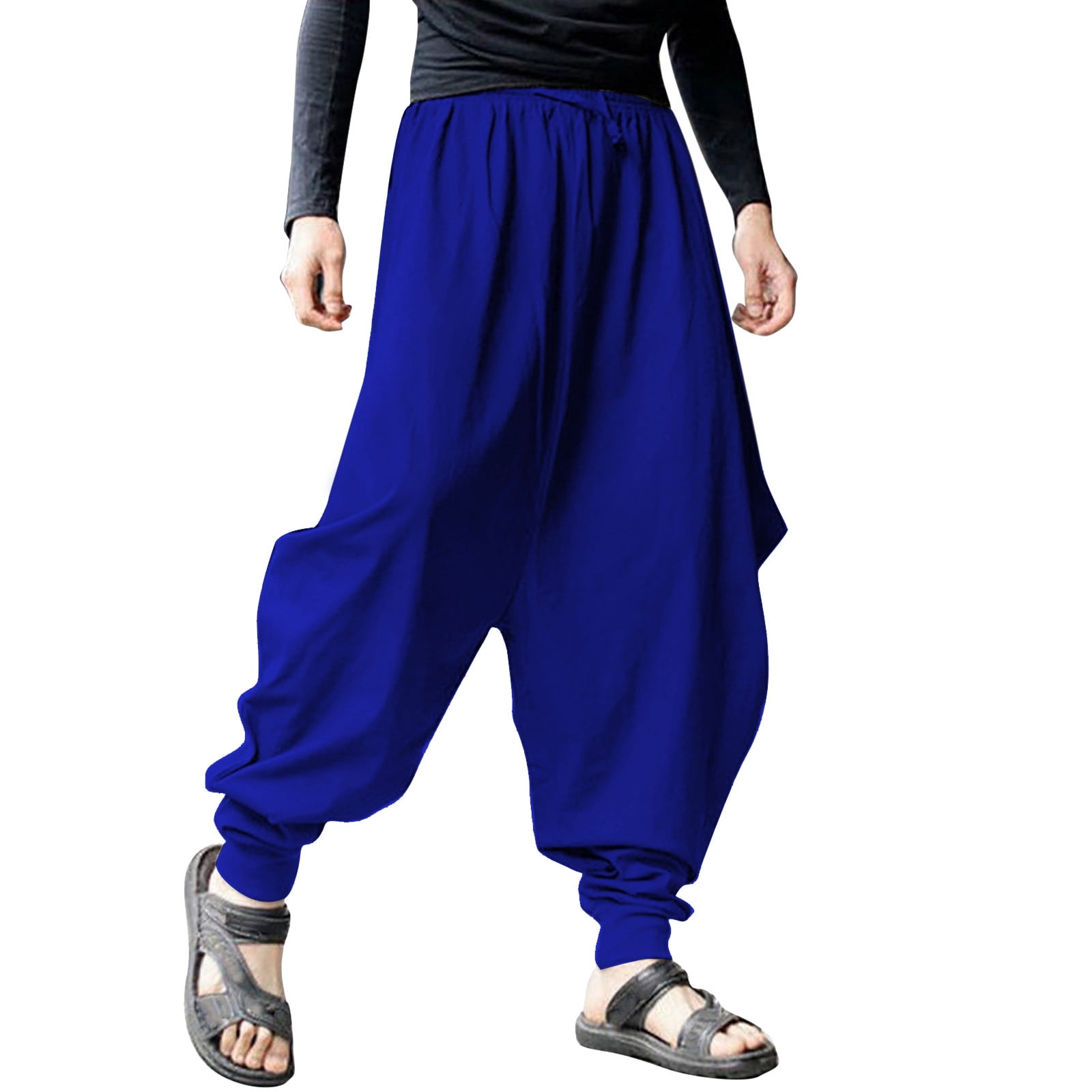 Bcfgryg Men's Large Trousers Solid Summer Retro And Size Loose Color ...