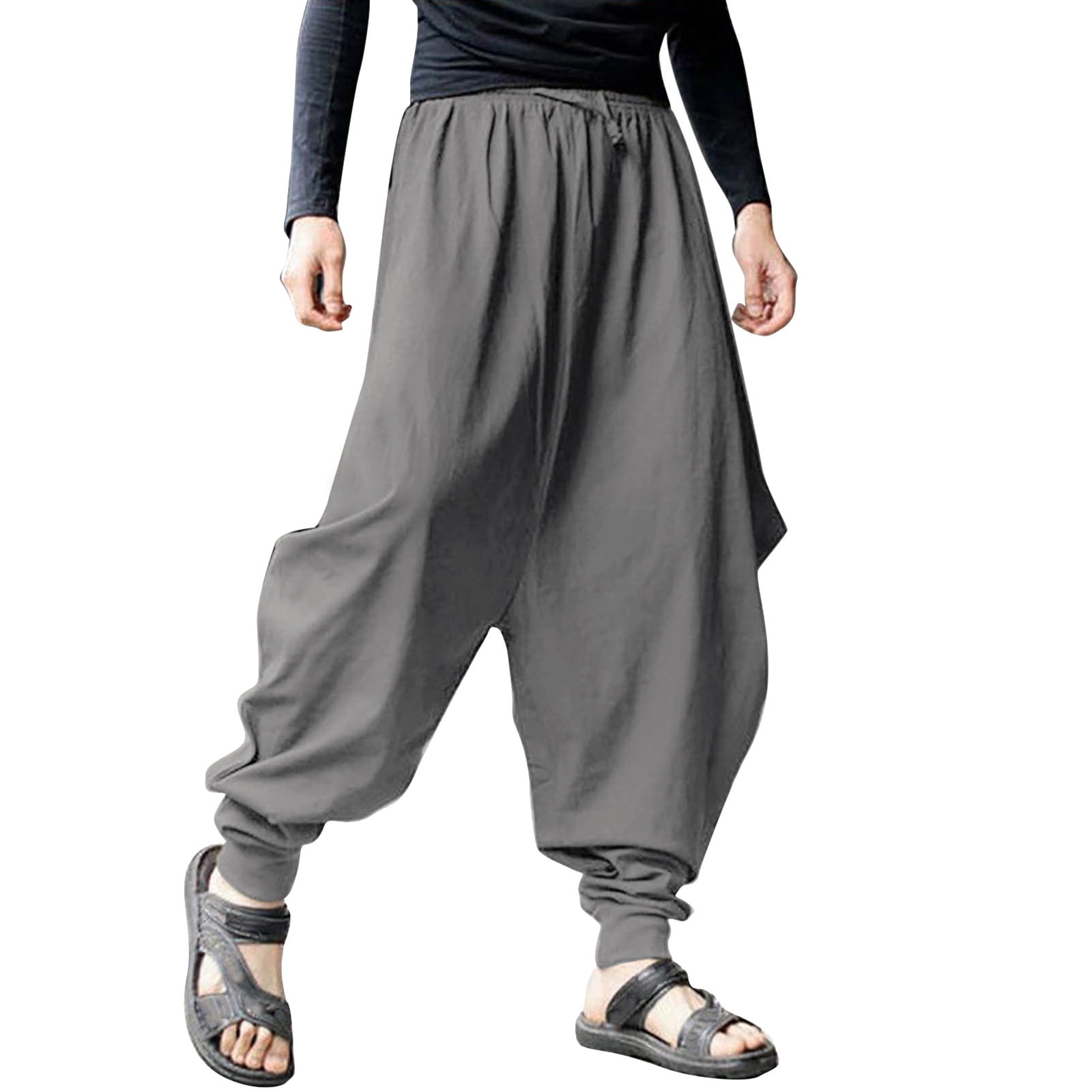 Bcfgryg Men's Large Trousers Solid Summer Retro And Size Loose Color ...