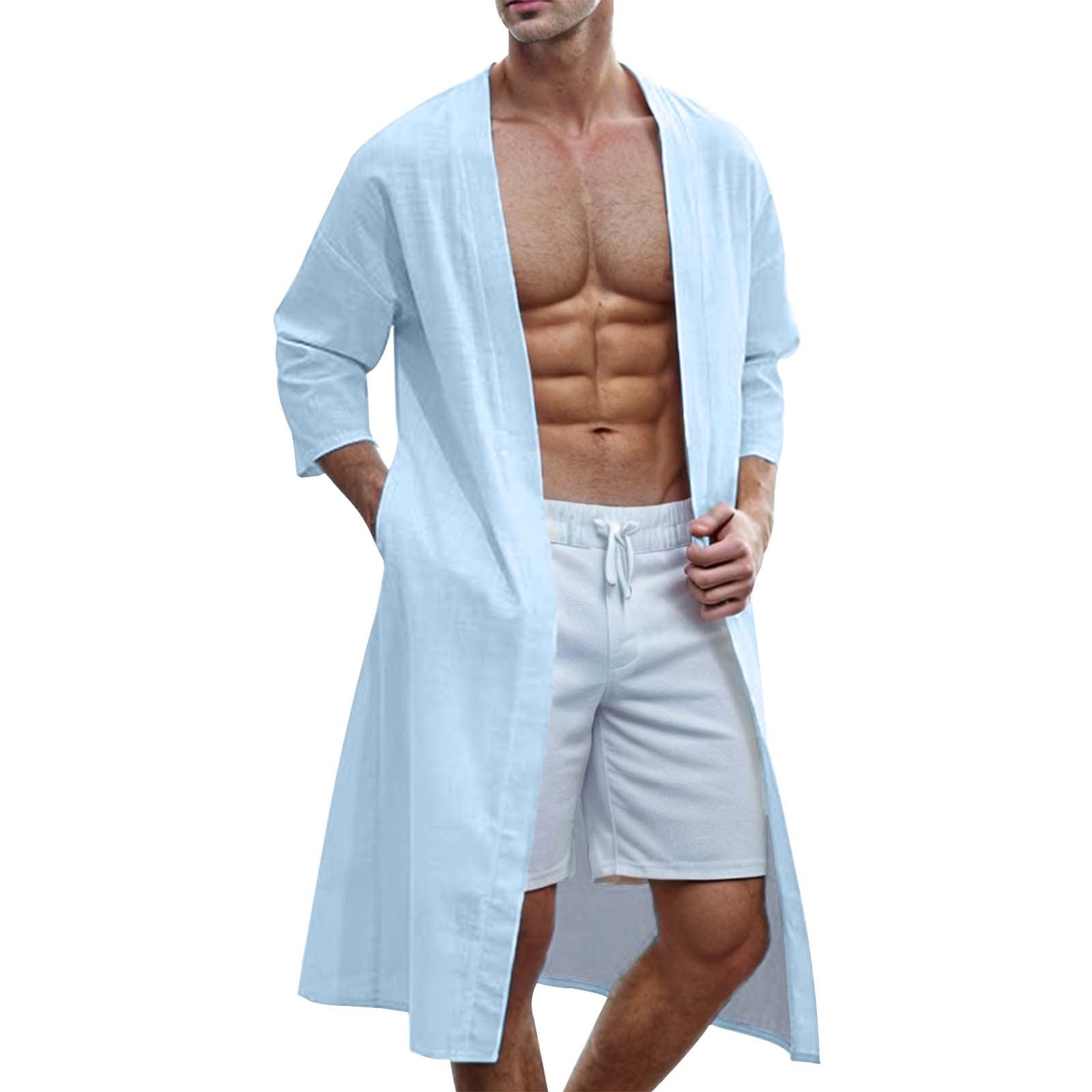 Bcfgryg Men's Lightweight Robe Jackets Paisley Printed Bathrobes Open ...