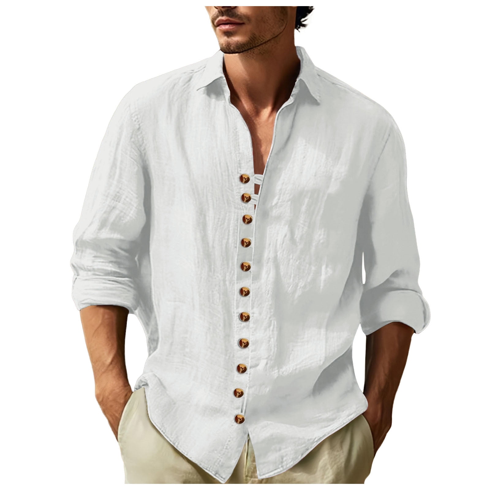 Bcfgryg Men's Long Sleeve Lapel Shirt Casual Solid Holiday Cardigan ...