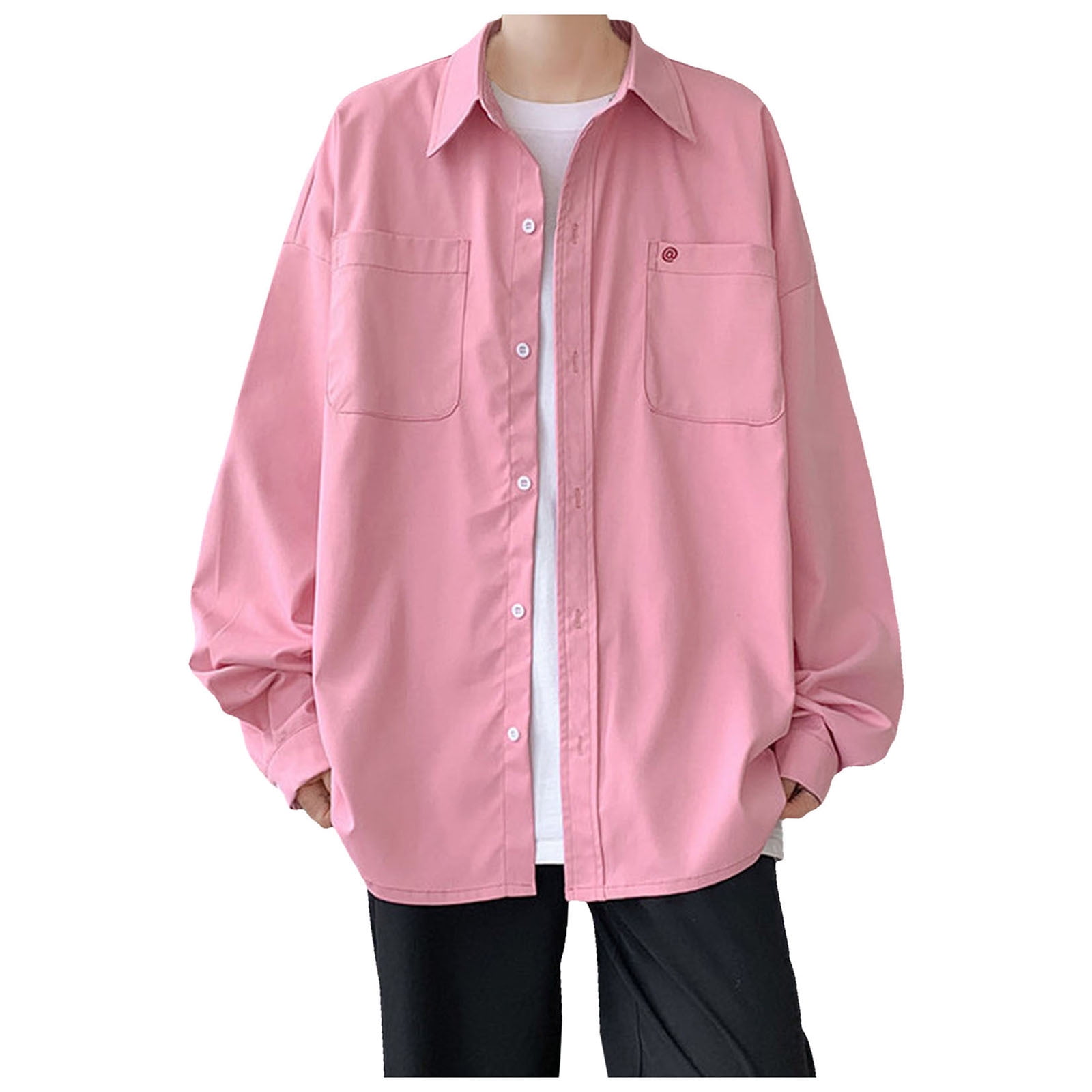 Bcfgryg Men's Long Sleeve Lapel Shirt Casual Solid Holiday Cardigan ...