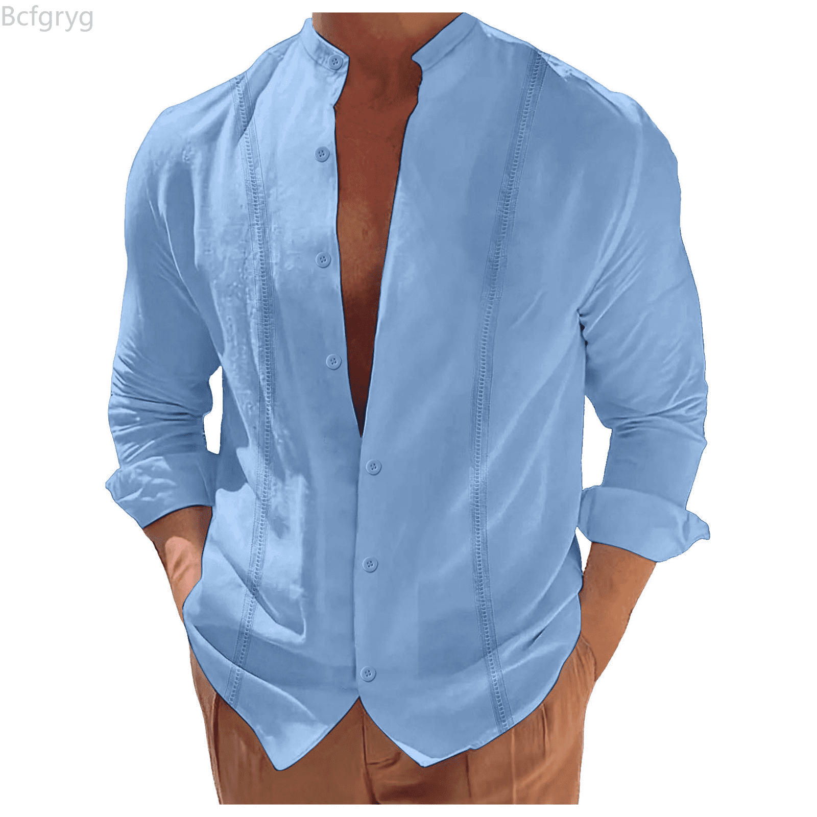 Bcfgryg Men's Long Sleeve Shirt Casual Solid Holiday Cardigan Shirts ...