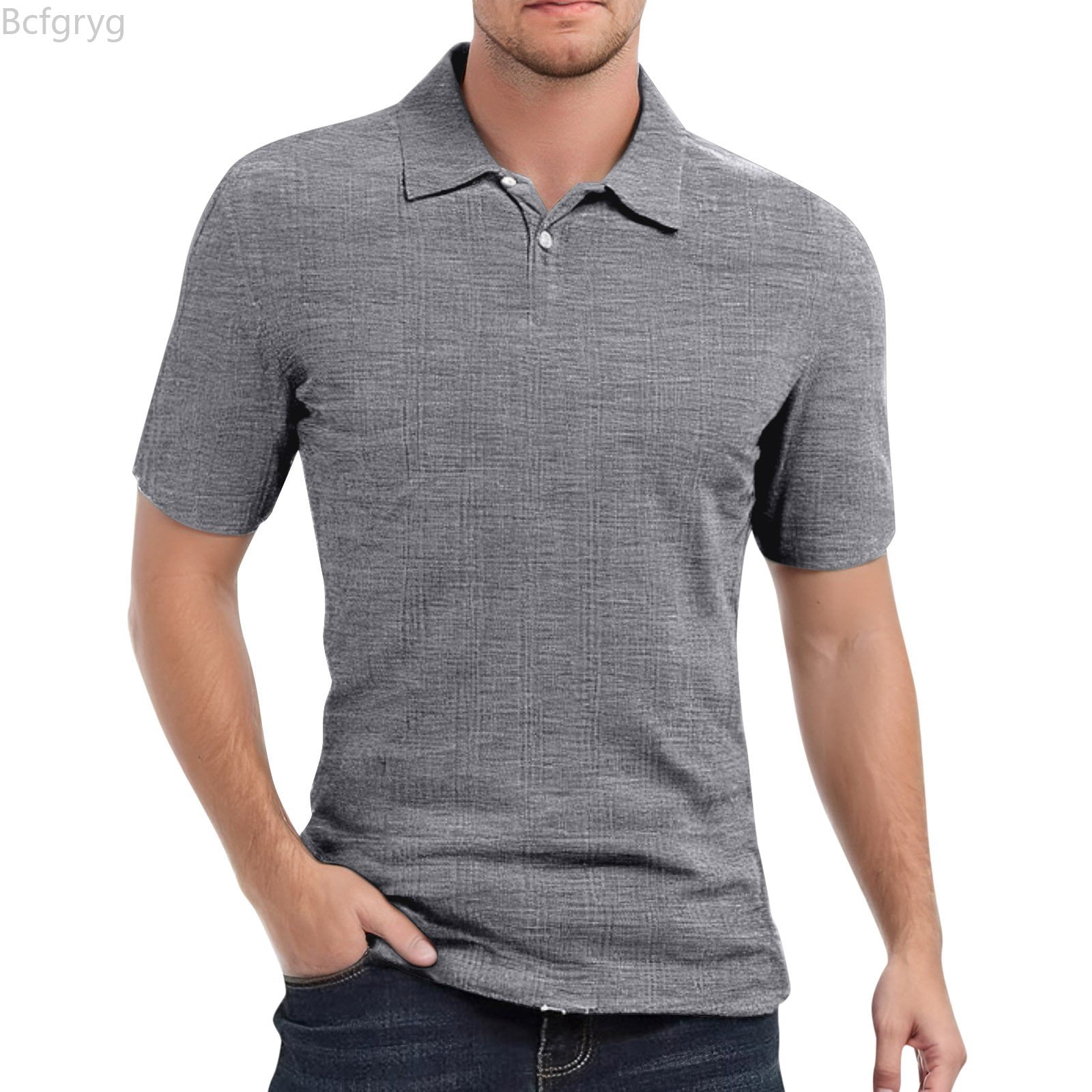 Bcfgryg Men's New Summer Thin Solid Color Lapel Shirt Men's T Shirts ...