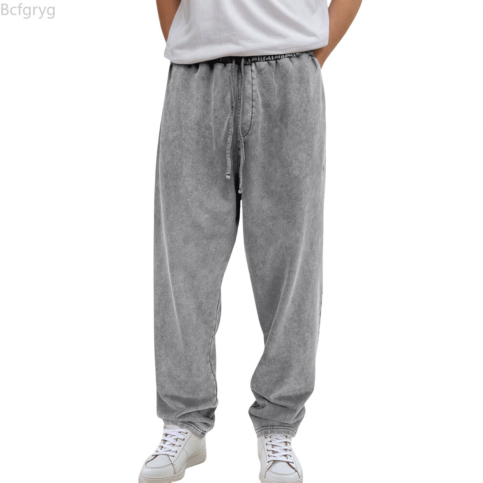 Bcfgryg Men's Pants Solid Color Casual Pants Men's Washed And Color ...