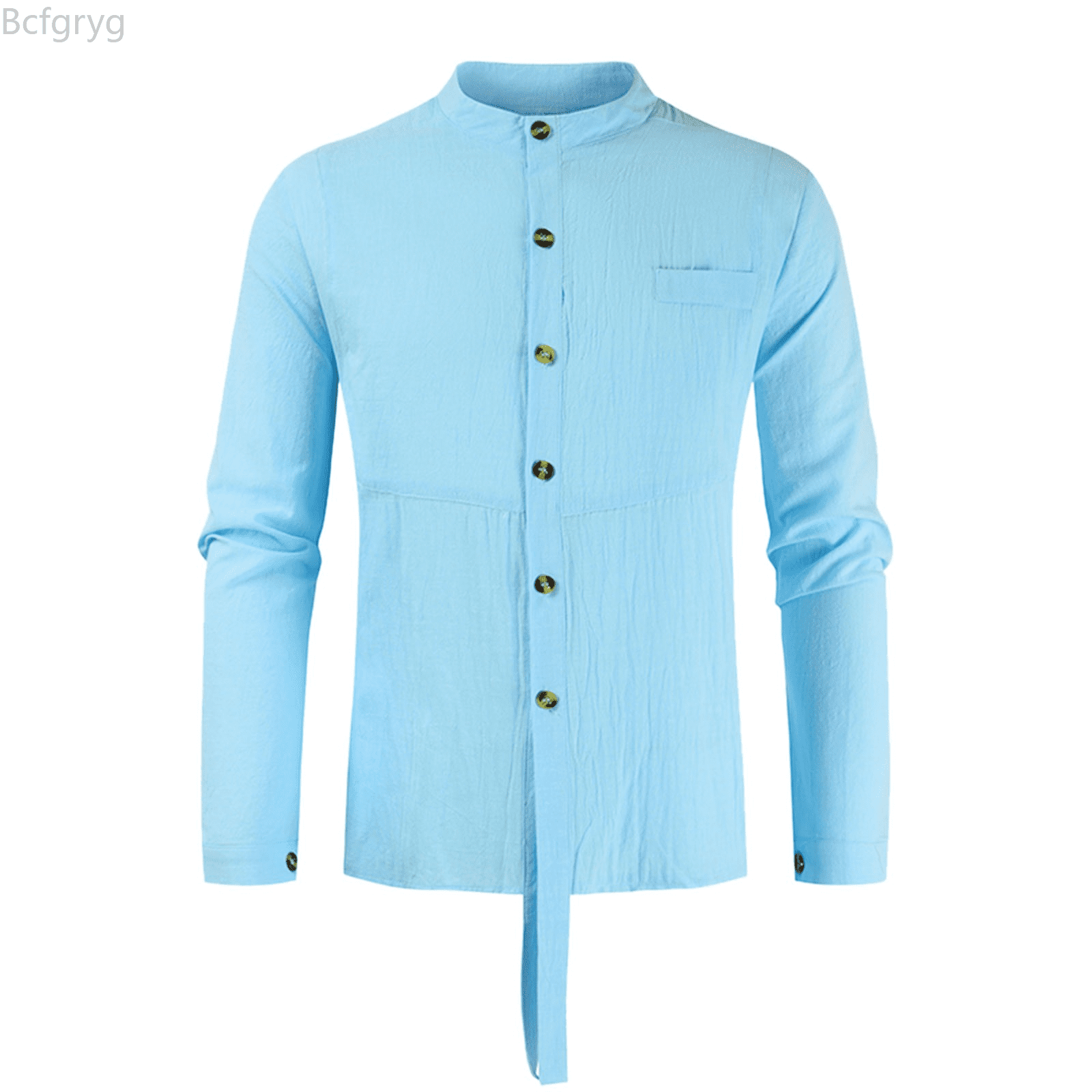 Bcfgryg Men's Regular-fit Long-sleeved Solid Color Stand-up Collar ...