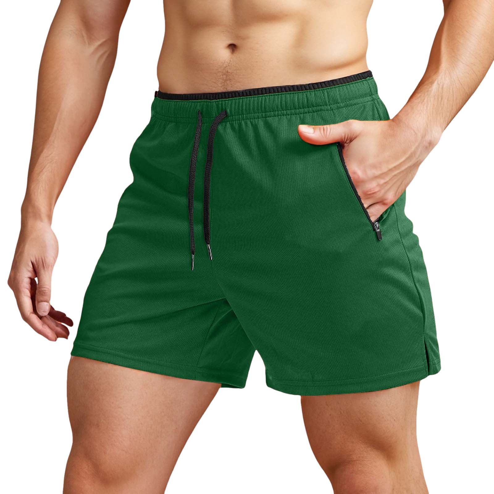 Bcfgryg Men's Running Shorts With Zipper Pockets Gym Athletic Workout 5 ...