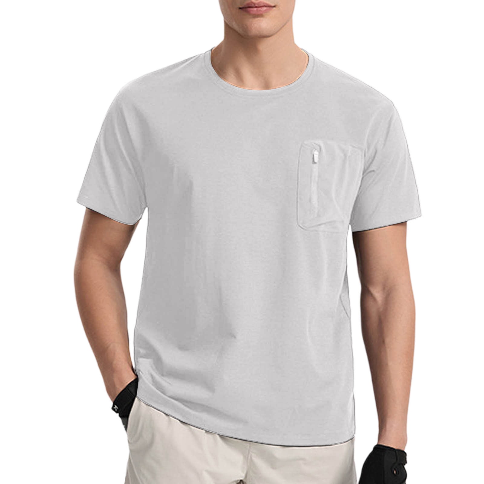 Bcfgryg Men's Short Sleeve Clothing Casual Seamless Indentation Pocket ...