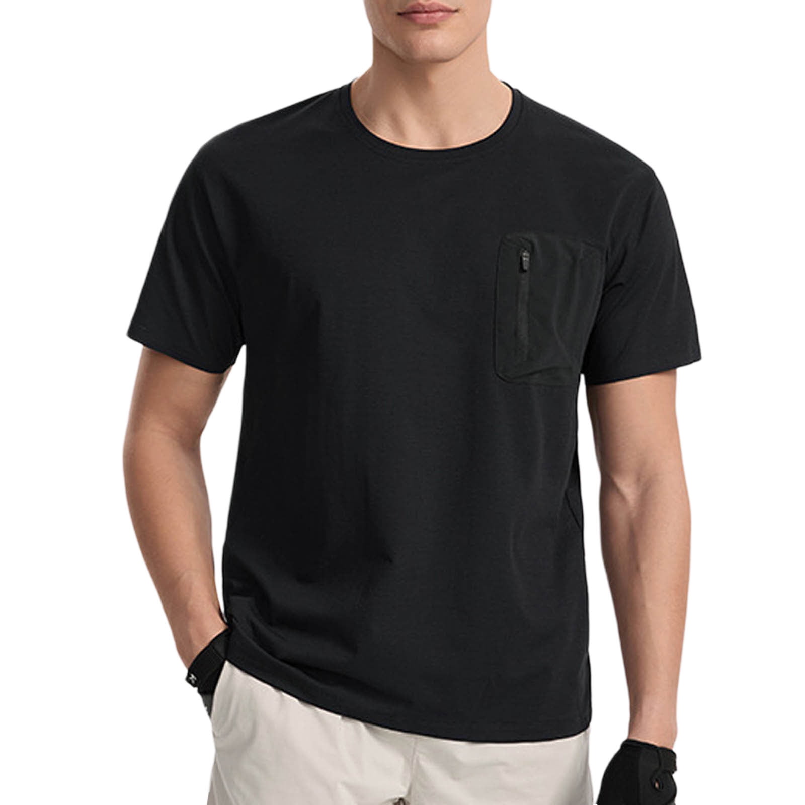 Bcfgryg Men's Short Sleeve Clothing Casual Seamless Indentation Pocket ...