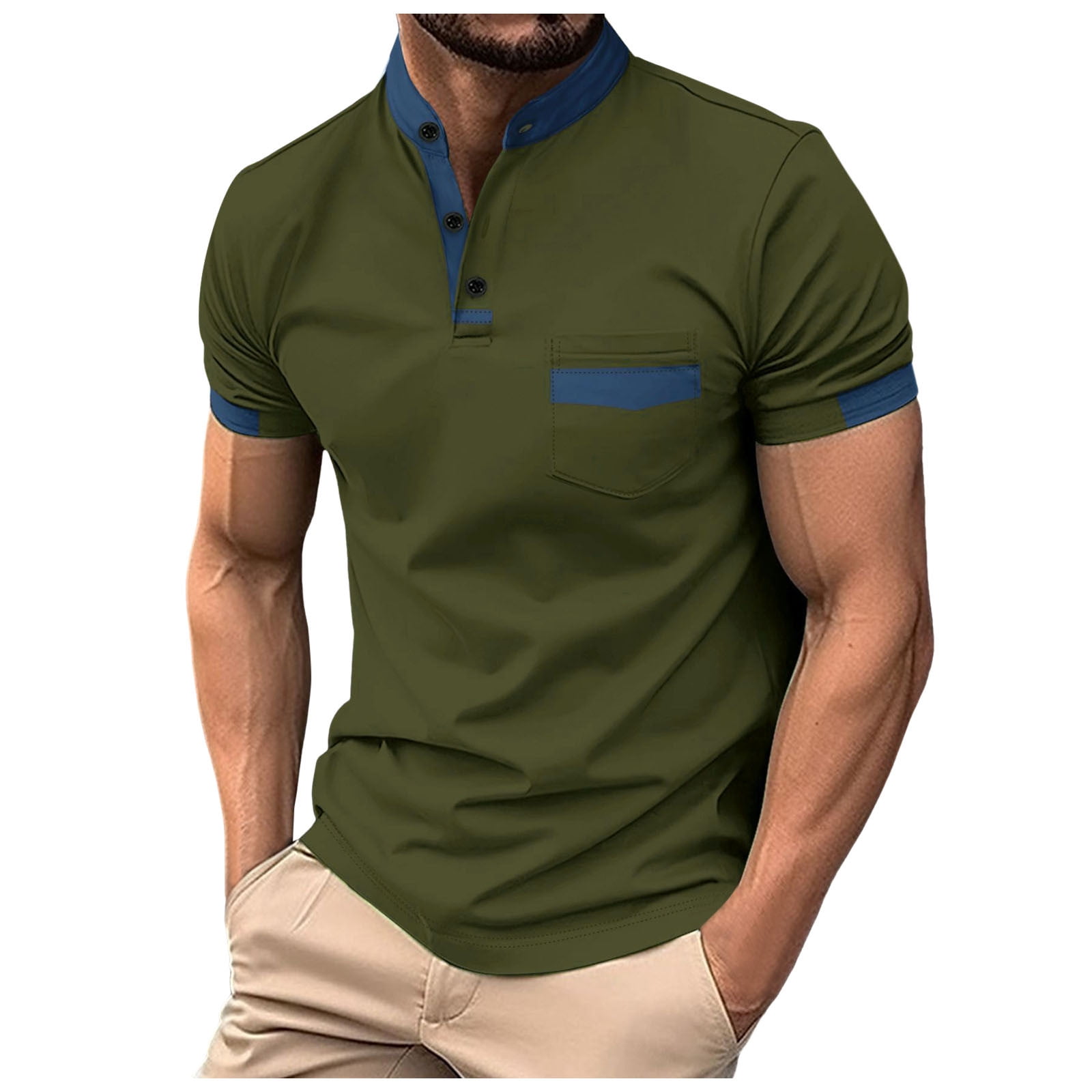 Bcfgryg Men's Short Sleeve Shirt Summer Casual Patchwork Holiday Shirts ...