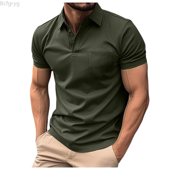 Bcfgryg Men's Short Sleeve Shirt Summer Casual Pocket Button Solid ...